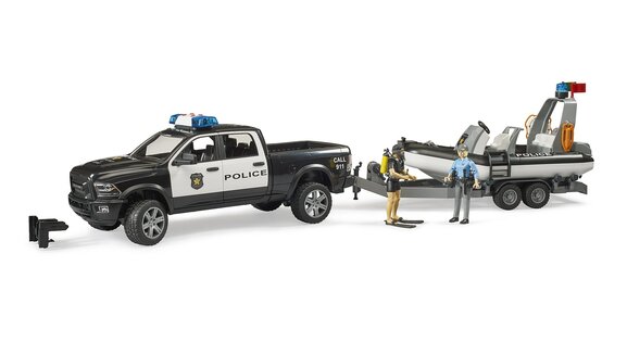 Bruder 2507 Policajné auto RAM s člnom a 2 policajtmi - BRUDER autá a ...