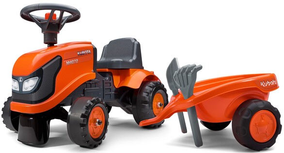 Falk 260C Baby Kubota Aufsitztraktor mit Anhänger, Rechen & Schaufel ...