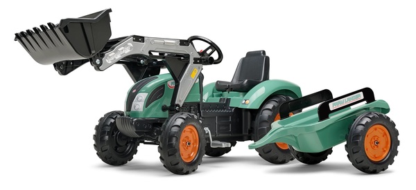 Falk pedálos traktor nagy SUPER LOADER 1054AM rakodóval és pótkocsival ...