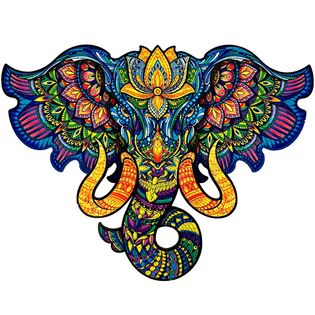 PUZZLE IN LEGNO COLORATO - Elefante Sacro - Puzzle di legno ...
